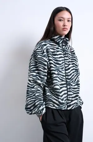 Topshop Zebra Print Fleece Jacket
