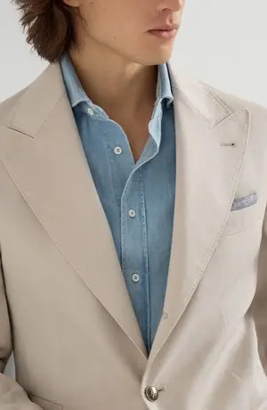 Brunello Cucinelli Blazer With Peak Lapel - Buff