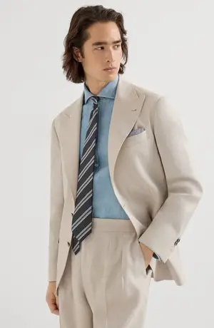 Brunello Cucinelli Blazer With Peak Lapel - Buff
