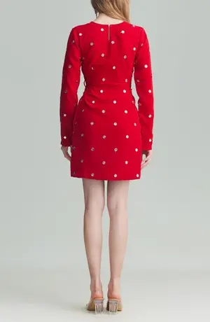 HOLICHIC Kaia Long Sleeve Minidress With Removable Drape Belt - Red
