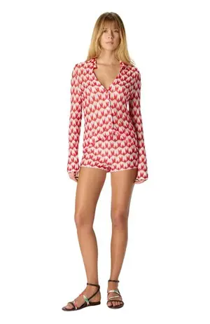 Missoni Hot Pants In Floral Patterned Viscose Red Multi