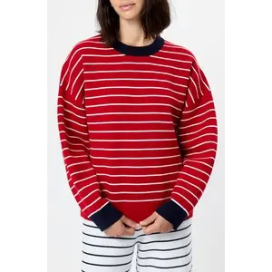 French Connection Marley Stripe Sweater - Crimson Red-white