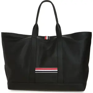 Thom Browne Medium Leather Tote - Black