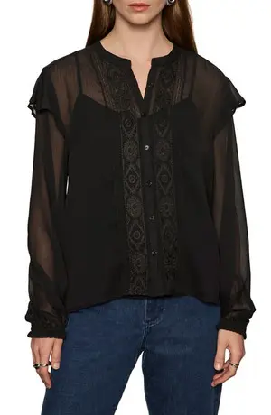 Sanctuary Nostalgia Ruffle Embroidered Top