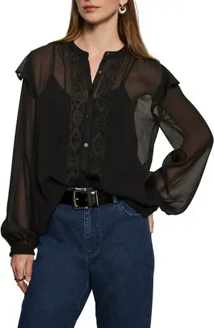 Sanctuary Nostalgia Ruffle Embroidered Top