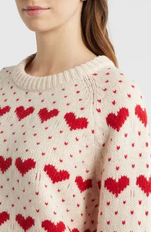 The Great. Intarsia Heart Wool Blend Sweater