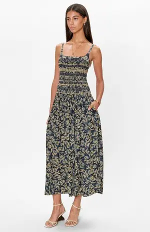 Rebecca Taylor Charlene Smocked Tea Length Dress