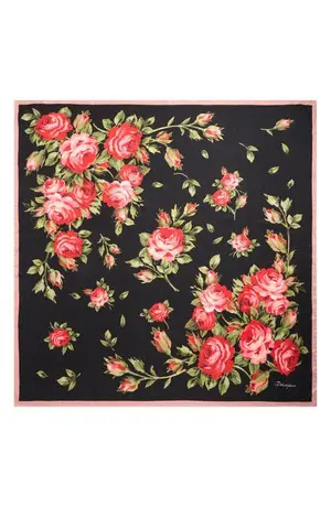 Dolce & Gabbana Floral Print Silk Scarf - Hn5zn Bouquet Rose F.nero