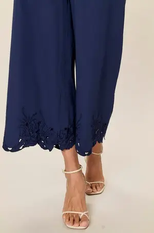 Rebecca Taylor Rachelle Cropped Culottes - Maritime Blue