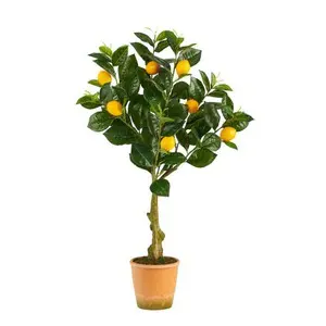 NEARLY NATURAL 28-in Lemon Artificial Tree In Decorative Planter - Green