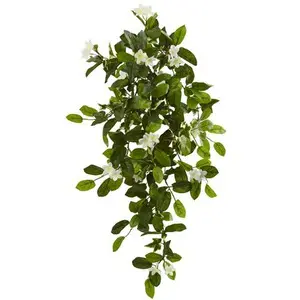 NEARLY NATURAL 19-in Mixed Stephanotis & Ivy Hanging Artificial Plant - Green