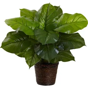 NEARLY NATURAL 29-in Large Leaf Philodendron Silk Plant - Green