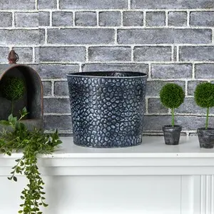 NEARLY NATURAL 11.5-in Embossed Tin Bucket With Pebble Pattern