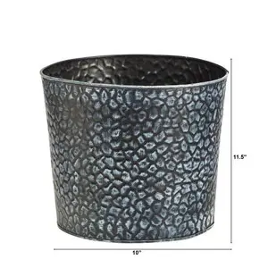 NEARLY NATURAL 11.5-in Embossed Tin Bucket With Pebble Pattern