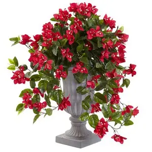 NEARLY NATURAL Bougainvillea Flowering Artificial Plant With Decorative Urn - Red