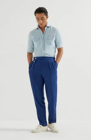 Brunello Cucinelli Cashmere And Silk Trousers - Avio Blue
