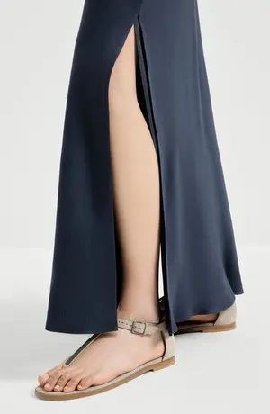 Brunello Cucinelli Bias-cut Maxi Skirt - Blue