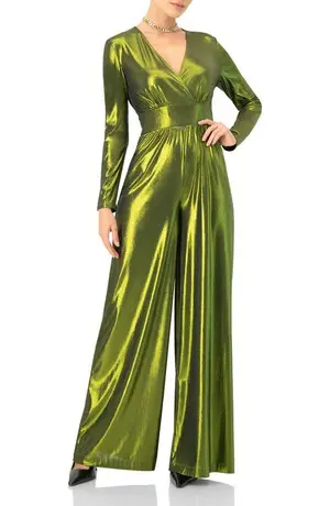 IVONNE V-neck Wide-leg Jumpsuit - Olive Green