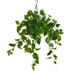 NEARLY NATURAL 2.5-ft Philodendron Artificial Plant In Hanging Basket - Green