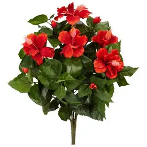 NEARLY NATURAL 20-in Hibiscus Artificial Plant - Red