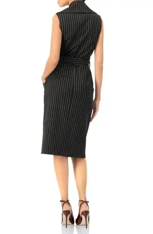 IVONNE Double-breasted Striped Midi Dress