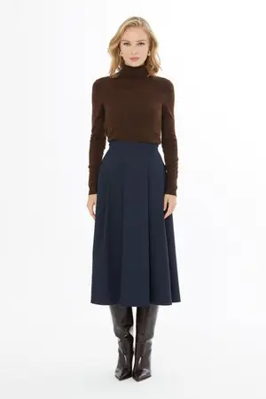 GIZIA Pleated Midi Skirt With Concealed Zip