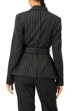 IVONNE Striped Blazer With Belt