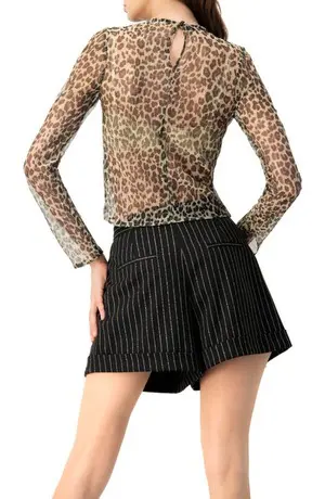 IVONNE Animal Print Straight Blouse