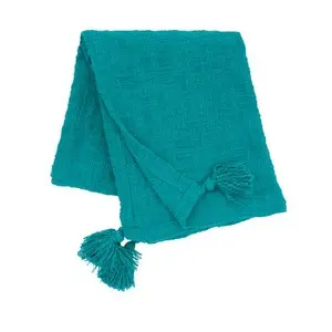 CAROL & FRANK 50" X 60" Devin Woven Tassled Throw - Blue