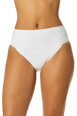 ANNE COLE Soft Band High Waist Swim Bottom - White