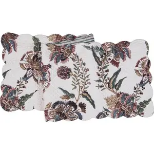C&F HOME Braelyn Abstract Botanical Quilted Table Runner 14" X 51 - White