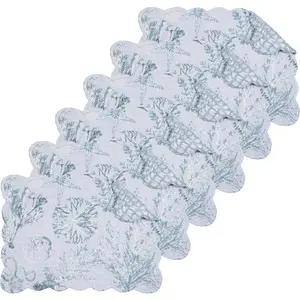 C&F HOME Cerulean Breeze 100% Cotton Set Of 6 Placemats 13" X 19 - Blue