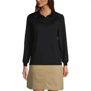 LANDS' END Long Sleeve Rapid Dry Polo Shirt - Black
