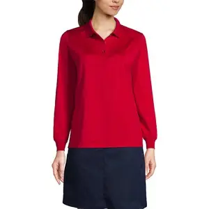 LANDS' END Long Sleeve Rapid Dry Polo Shirt - Red