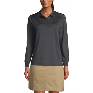LANDS' END Long Sleeve Rapid Dry Polo Shirt - Soapstone