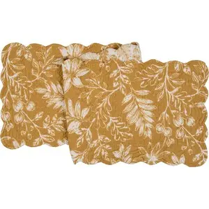 C&F HOME Everview Gold Floral Quilted Table Runner 14" X 51 - Yellow