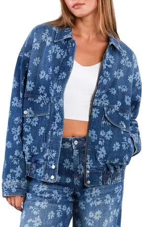 HINT OF BLU Floral Stretch Denim Jacket - Floral Denim