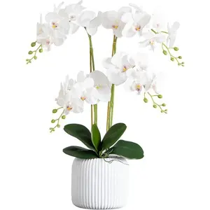 NEARLY NATURAL 26-in Artificial Phalaenopsis Orchid Arrangement In Decorative Ceramic Vase - White