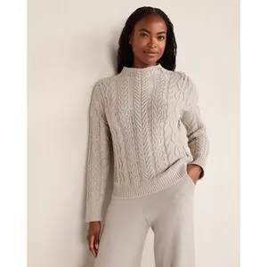 HAVEN WELL WITHIN Organic Cotton Cable Mockneck Sweater