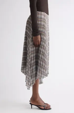 Acne Studios Plaid Pleated Bias Cut Skirt