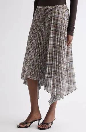 Acne Studios Plaid Pleated Bias Cut Skirt