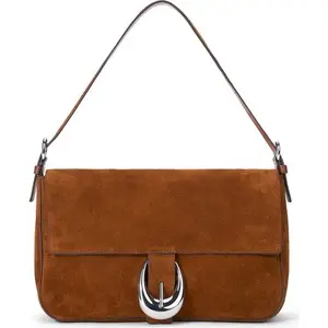 Staud Medium Harlow Suede Shoulder Bag Tabac