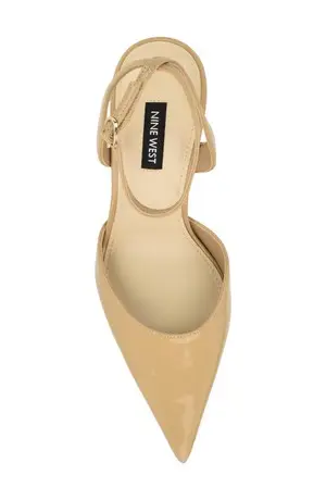 Nine West Grana Ankle Strap Pointed Toe Pump - Light Natural