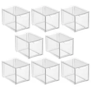 MDESIGN Plastic Stackable Kitchen Pantry Organizer With Drawer8 Pack - Clear