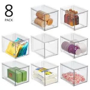 MDESIGN Plastic Stackable Kitchen Pantry Organizer With Drawer8 Pack