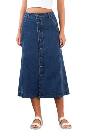 WASH LAB DENIM For Keeps Denim Maxi Skirt - Imperial Blue