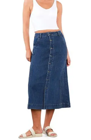 WASH LAB DENIM For Keeps Denim Maxi Skirt - Imperial Blue