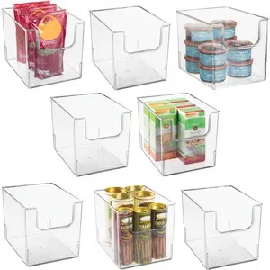MDESIGN Kitchen Plastic Storage Organizer Bin With Open Front8 Pack - Clear