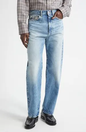 Versace Studded Straight-leg Jeans - Light Blue