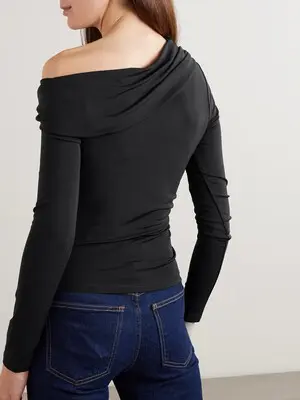 Veronica Beard Asymmetric Embellished Stretch-mesh Top